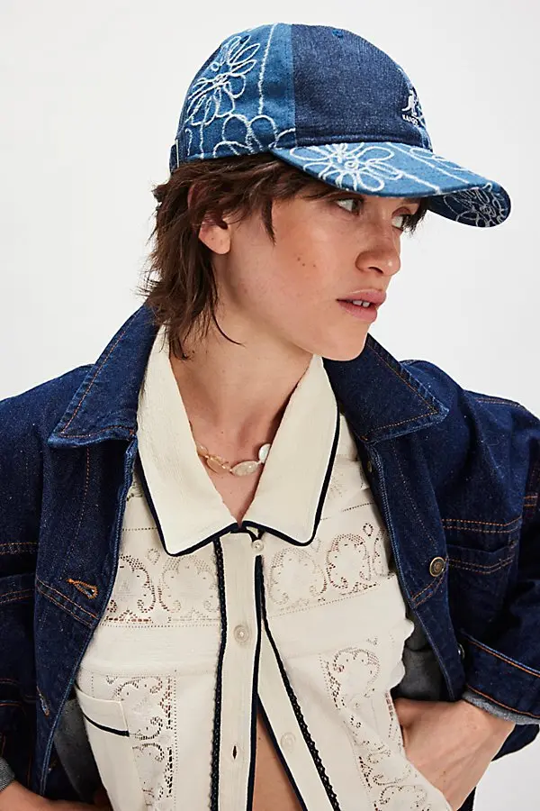 Kangol Denim Mashup Baseball Cap In Medium Blue Floral - 64% Off